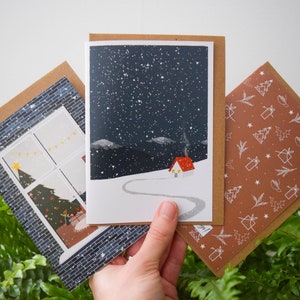 Cute Christmas Cards, Colorful Winter Gift Cards, Digital Illustrated ...