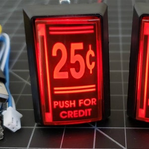 2 Arcade LED Coin Buttons With Custom USB Power Cord and Button Switch ...