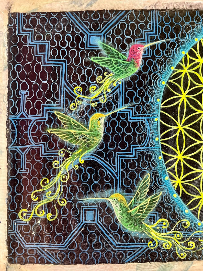Ayahuasca Psychedelic Acrylic Painting, Handmade Shipibo-conibo Tribe ...