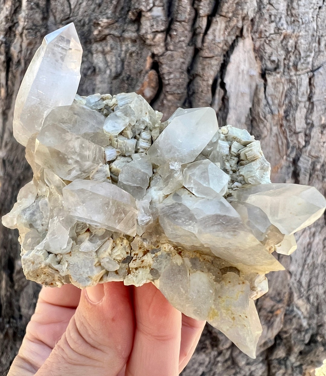 Clear Quartz Point Crystal Cluster, Raw Quartz Inclusion, Crystal ...