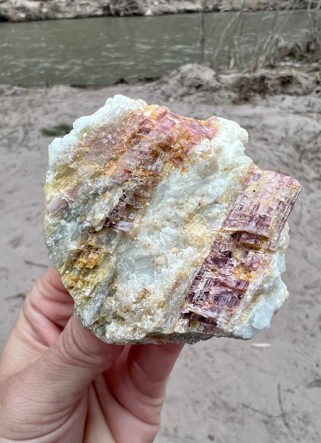 Raw Watermelon Pink Tourmaline Matrix in Quartz Crystal With Mica ...