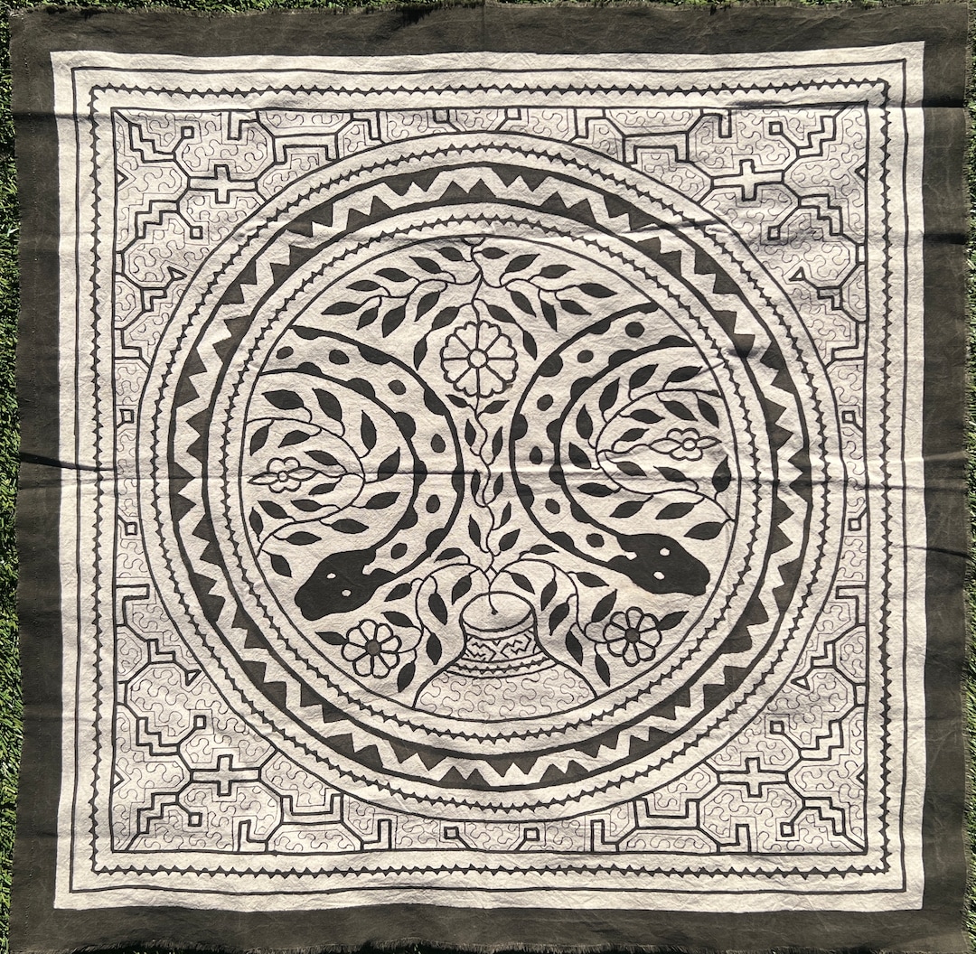 Shipibo 76x76cm Altar Cloth, Ayahuasca Ceremony Snake Tapestry,hand ...