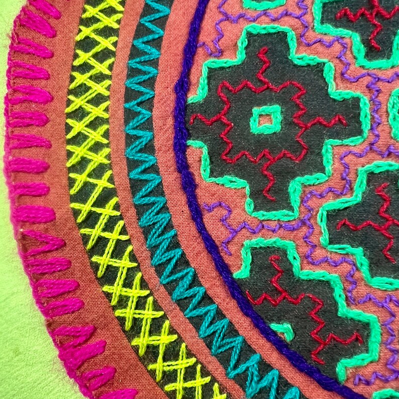 Shipibo Patch Circular Tapestry,embroidered Altar Cloth,ayahuasca Textile,shamanic Home Décor ...
