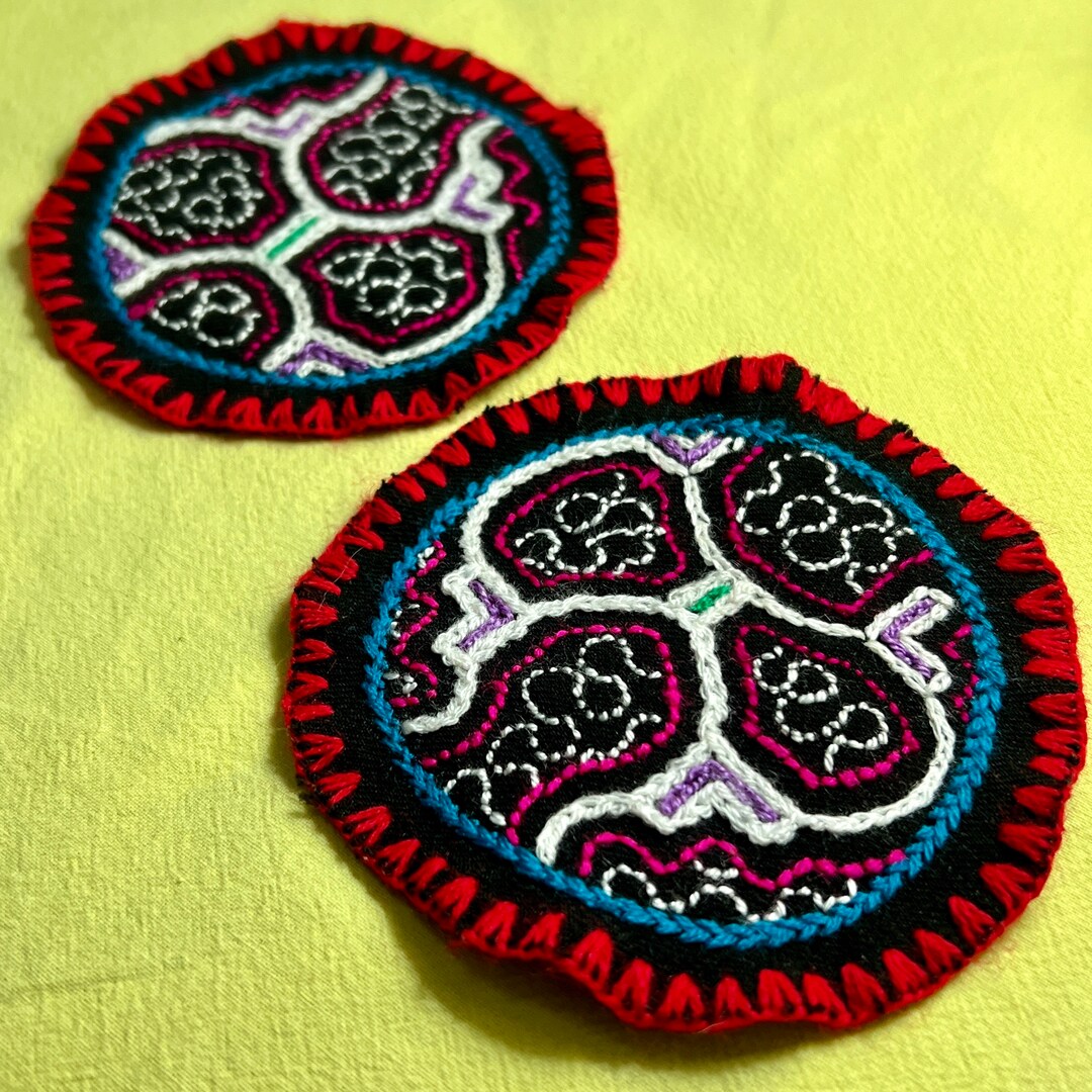 2 Shipibo Patch Set Circular Tapestry,embroidered Altar Cloth,ayahuasca Textile,shamanic Décor ...
