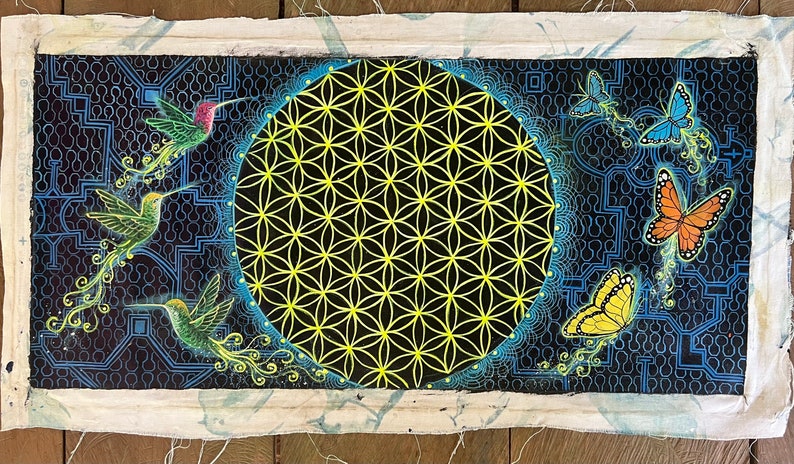 Ayahuasca Psychedelic Acrylic Painting, Handmade Shipibo-conibo Tribe ...