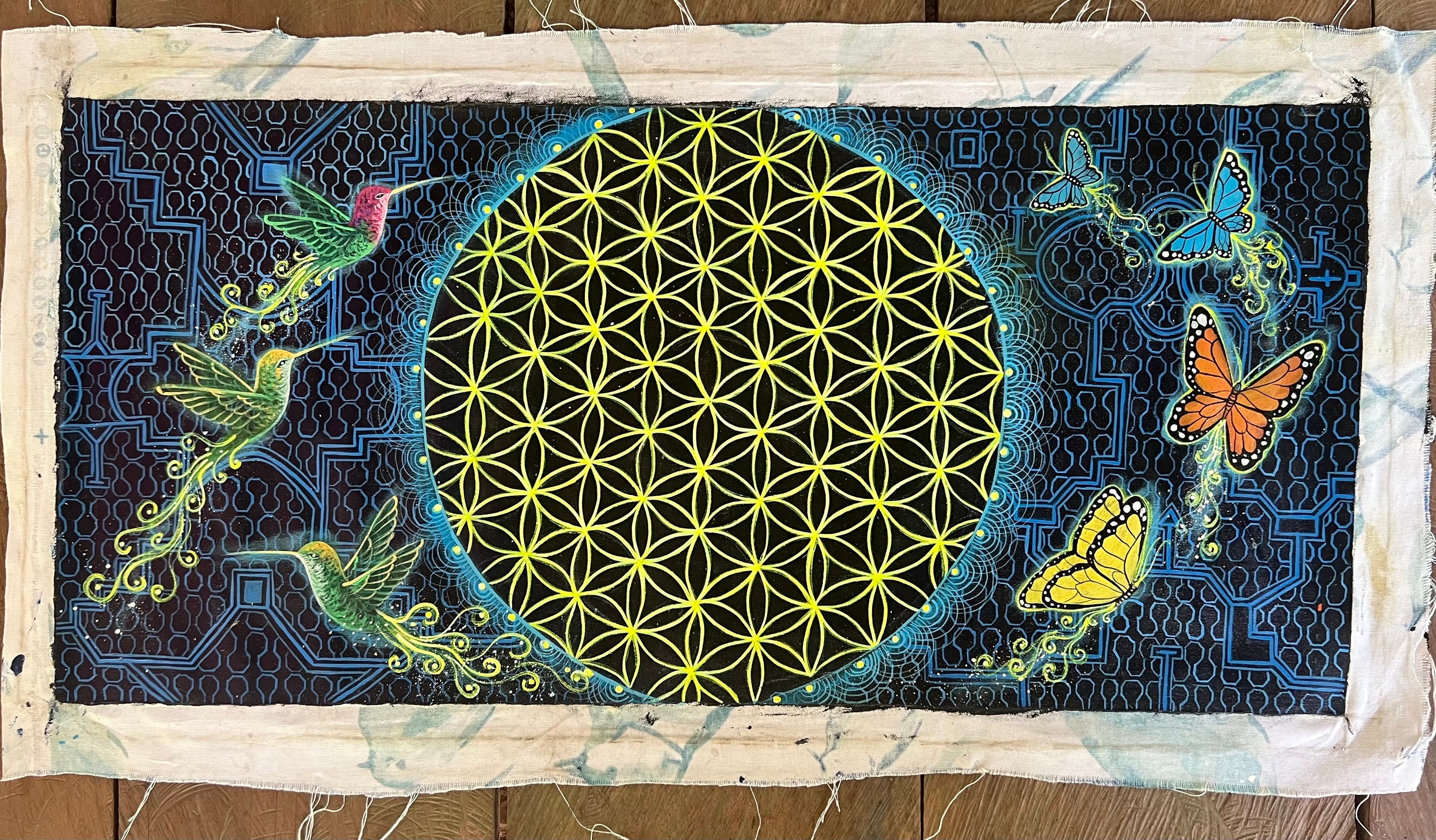 Ayahuasca Psychedelic Acrylic Painting, Handmade Shipibo-conibo Tribe ...