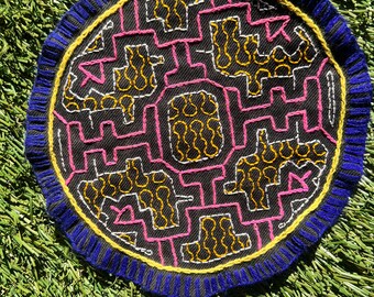 Shipibo Patch Circular Tapestry,embroidered Altar Cloth,ayahuasca Textile,shamanic Home Décor ...