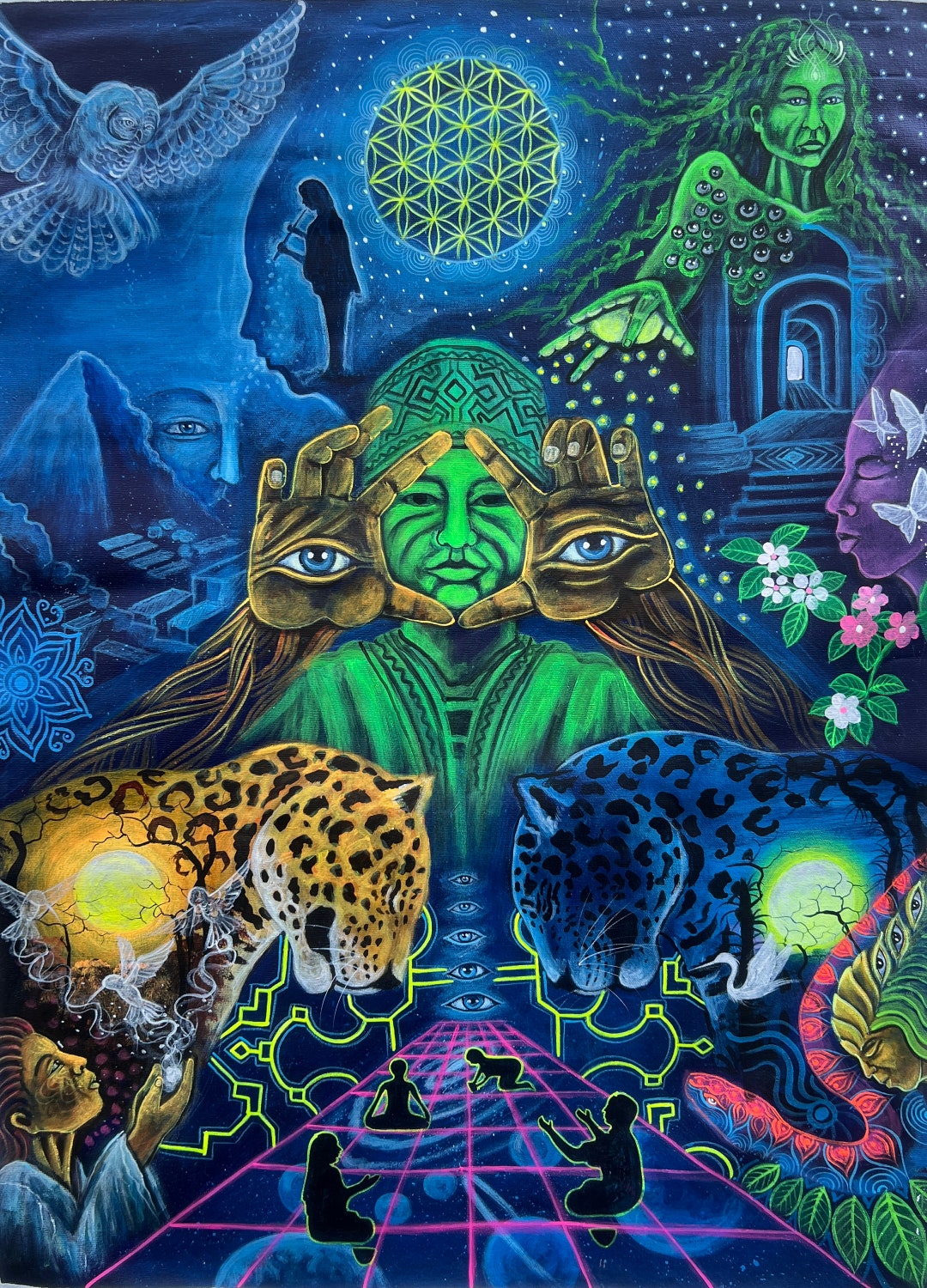 Shipibo-conibo Ayahuasca Acrylic Painting Handmade - Etsy