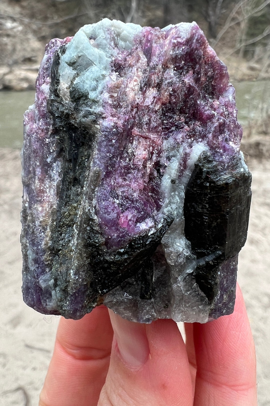 Black Tourmaline Matrix in Quartz Crystal W Lepidolite - Etsy