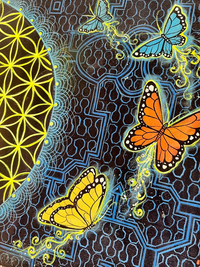 Ayahuasca Psychedelic Acrylic Painting, Handmade Shipibo-conibo Tribe ...