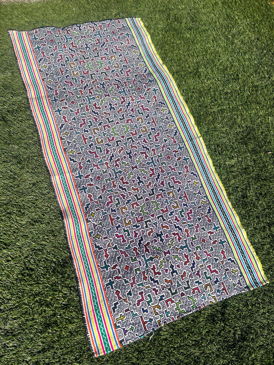 Shipibo Embroidered Wall Tapestry, Shipibo Altar Cloth, Ayahuasca ...