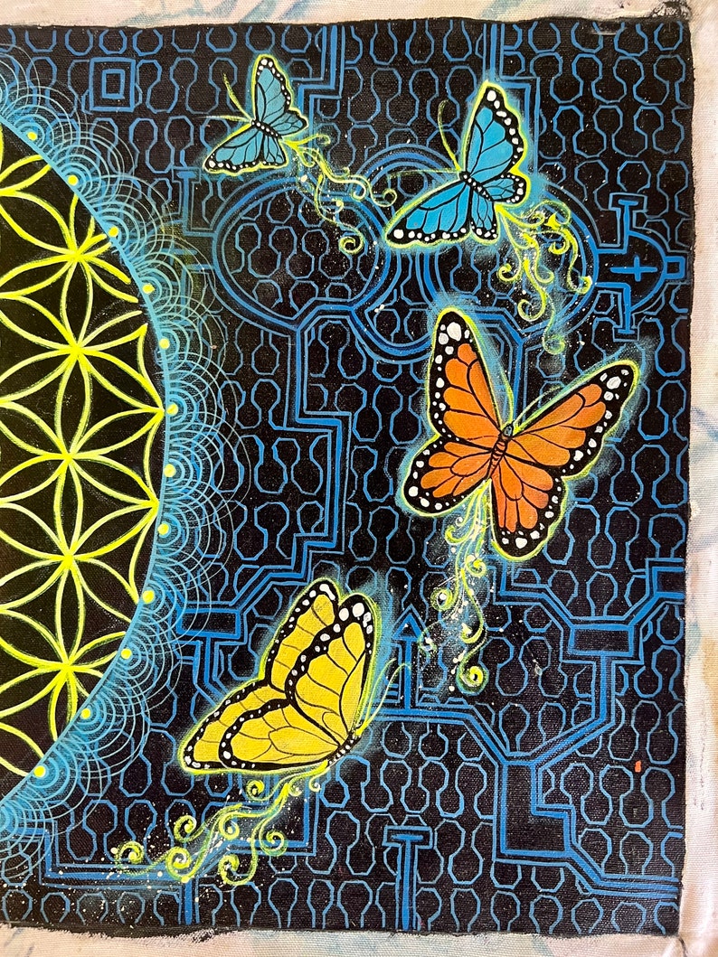 Ayahuasca Psychedelic Acrylic Painting, Handmade Shipibo-conibo Tribe ...