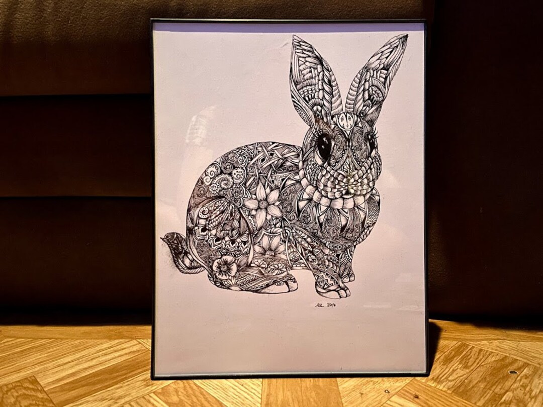Bunny Zentangle Print (small) - Etsy