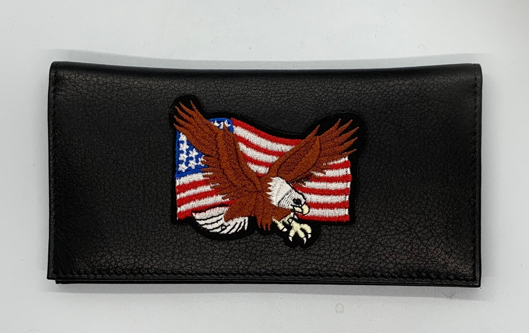 American Flag W/eagle Design Leather Checkbook Cover / Holder - Etsy
