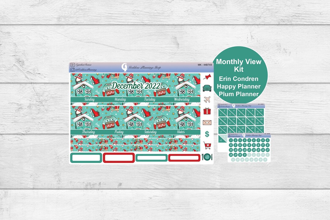 December Monthly Calendar Sticker Kit Budget Sticker Kit B - Etsy