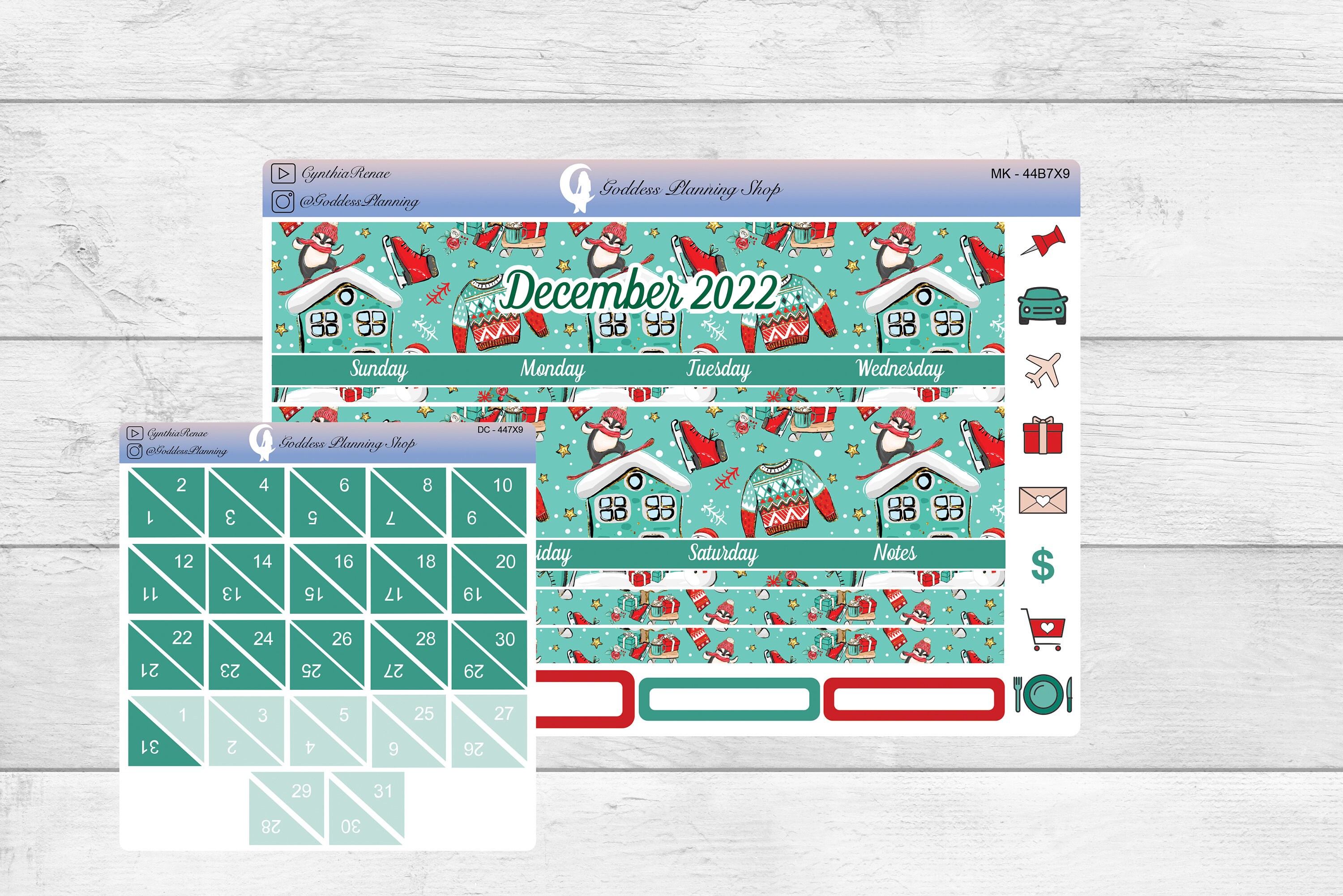 December Monthly Calendar Sticker Kit Budget Sticker Kit B - Etsy