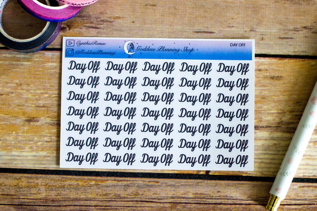 Day off Planner Script Stickers - Etsy