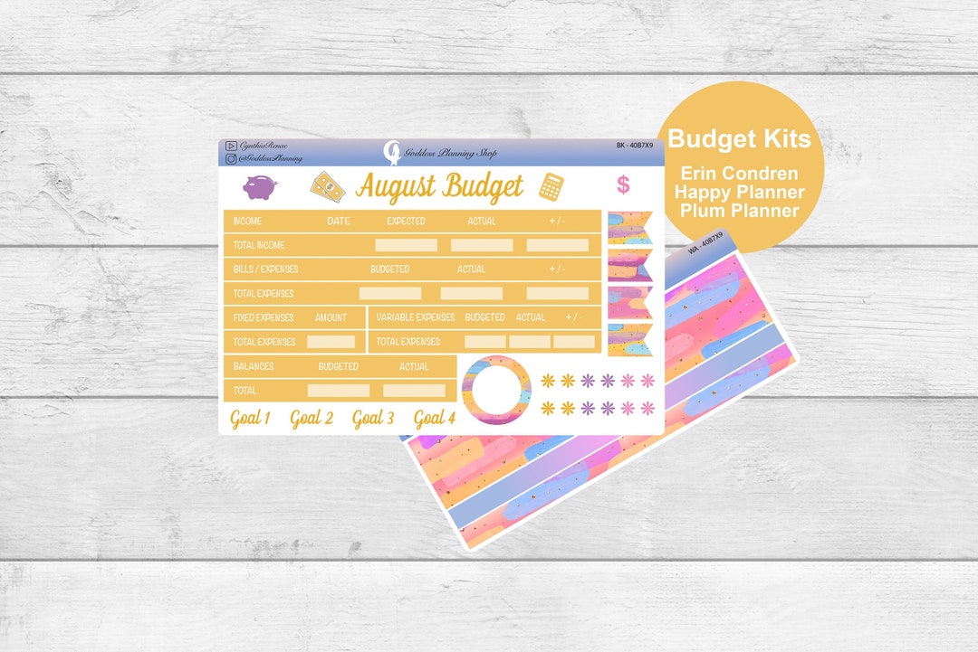 August Budget Kit Budget Sticker Kit B - Etsy