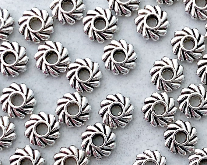 Small Silver Spacer Beads Bulk Buy 5mm Antique Silver Floral Swirl Tiny ...