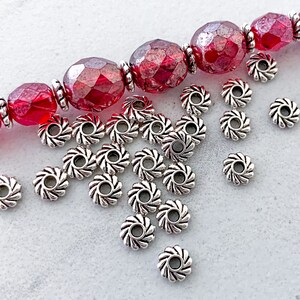 Small Silver Spacer Beads Bulk Buy 5mm Antique Silver Floral Swirl Tiny ...