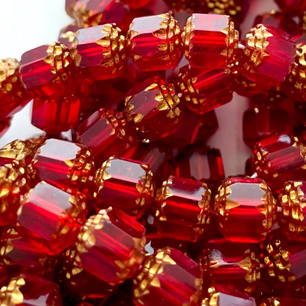 Red Czech Beads Etsy
