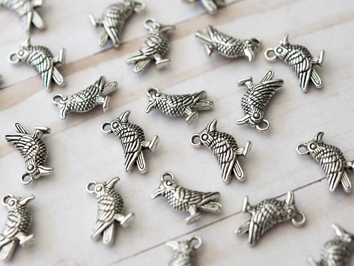 10 Raven Charms or 40 Bulk Antique Silver Crows Detailed - Etsy