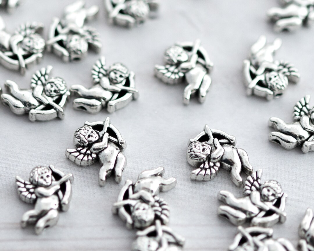 Cupid Spacer Beads Antique Silver Metal Spacer Beads Angel Flying ...