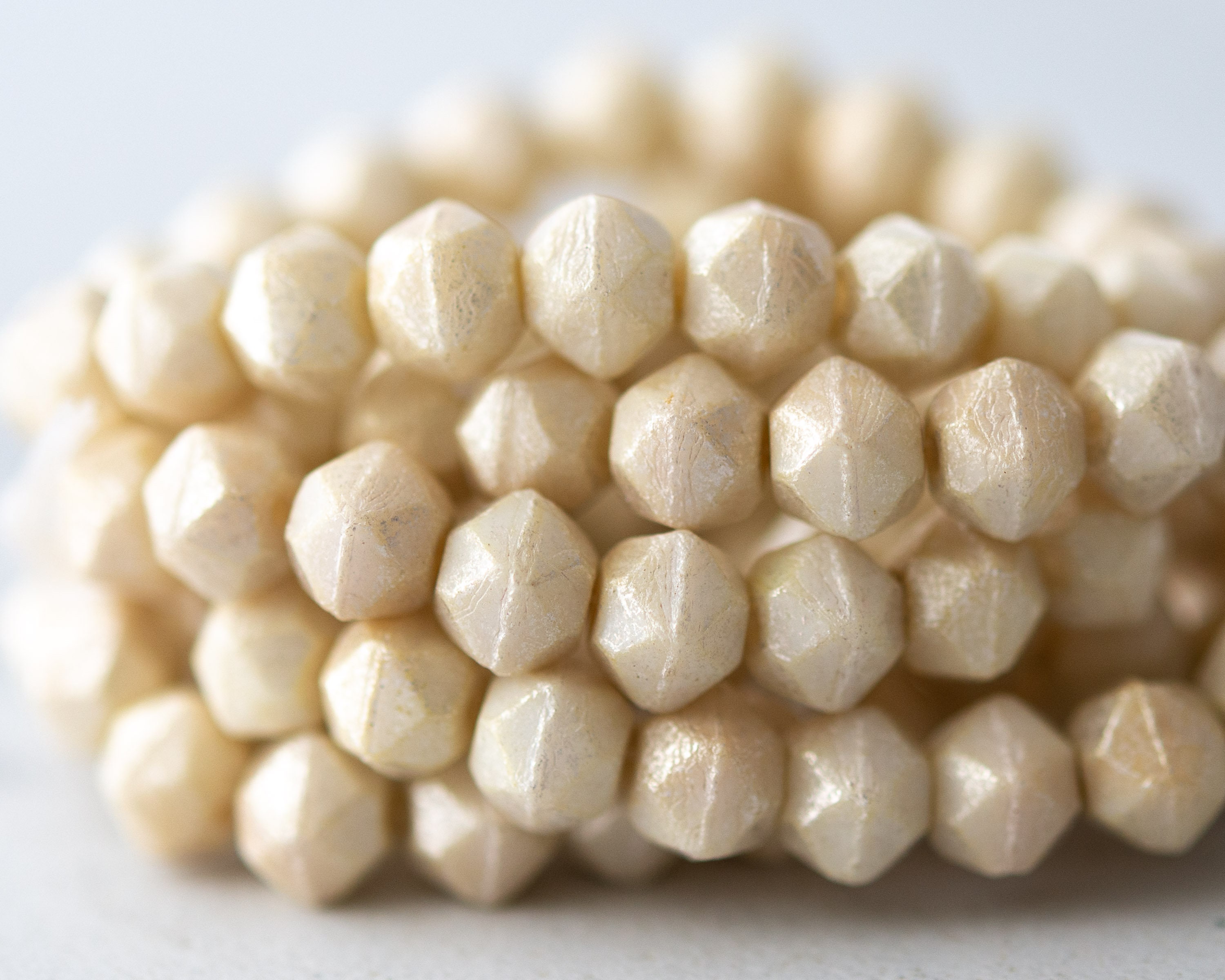 English Cut Beads Ivory with Mercury Finish 8mm Czech Glass | Etsy