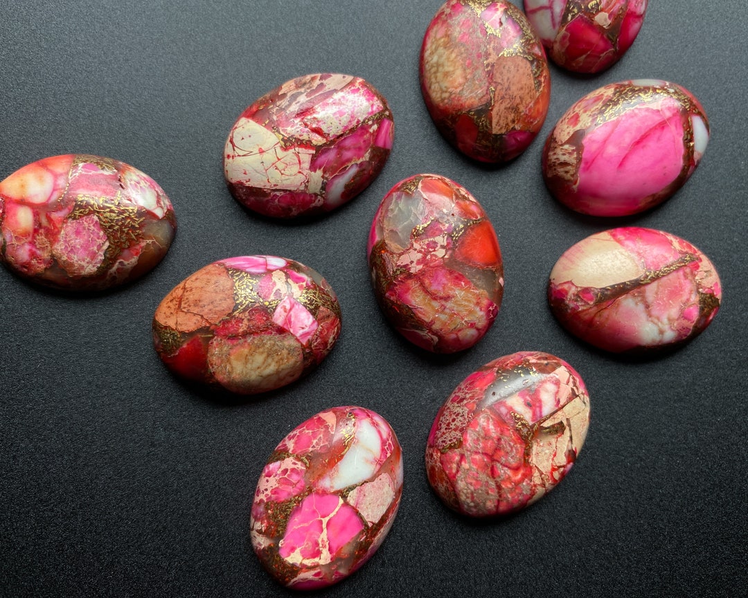 Oval Cabochon 25x18mm or 30x22mm Fuchsia Pink Stone Reconstituted From ...
