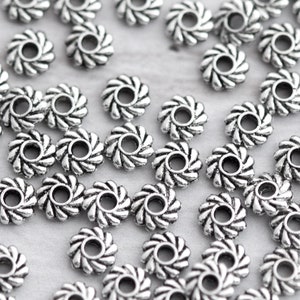 Small Silver Spacer Beads Bulk Buy 5mm Antique Silver Floral Swirl Tiny ...