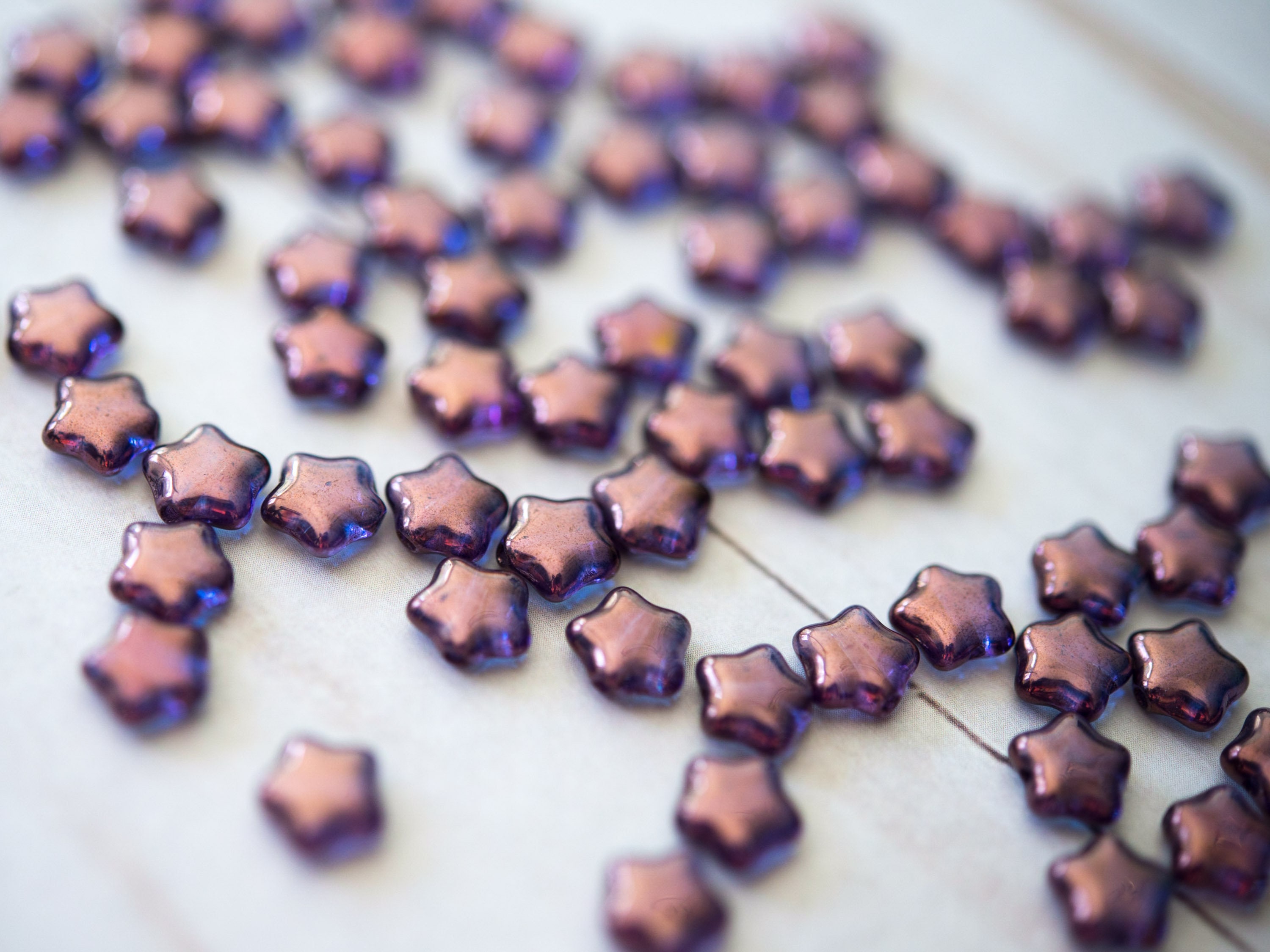 Small Glass Star Beads 8mm Amethyst Purple Bronze Celestial - Etsy