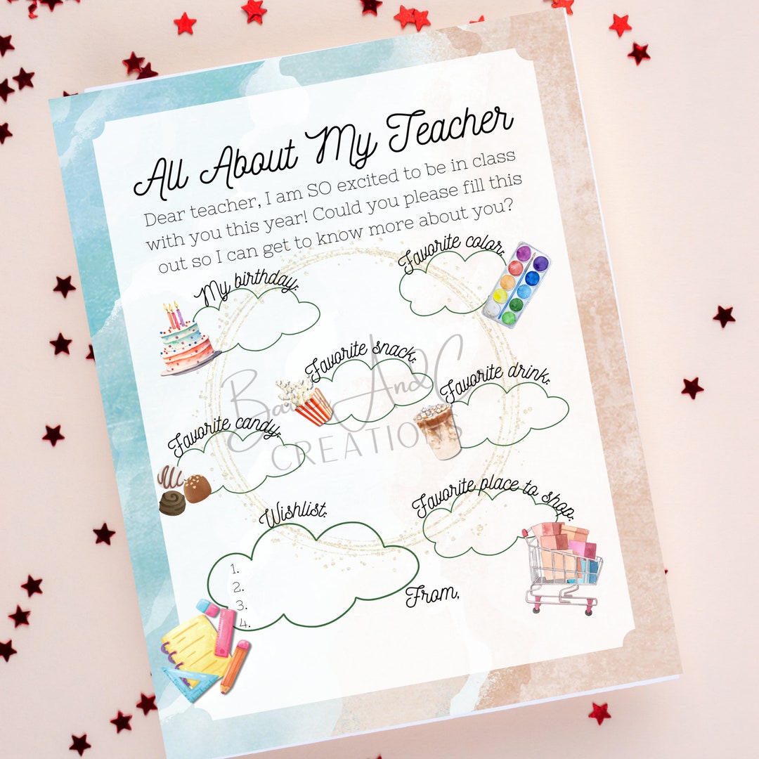 All About My Teacher Digital Download Meet the Teacher All About My ...