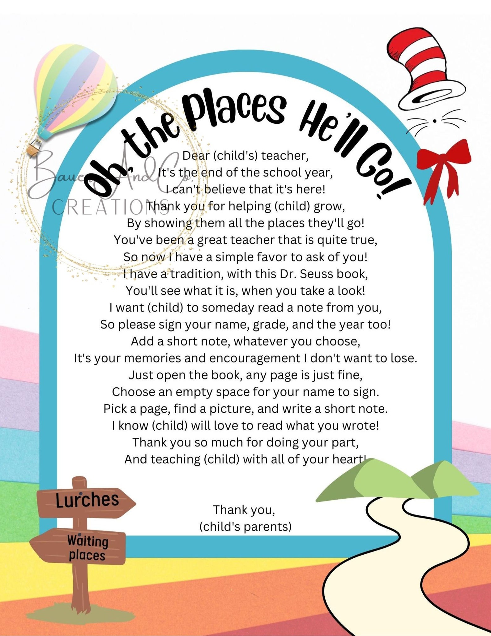 Oh the Places You'll Go Memory Book School Memories Dr Seuss Book ...