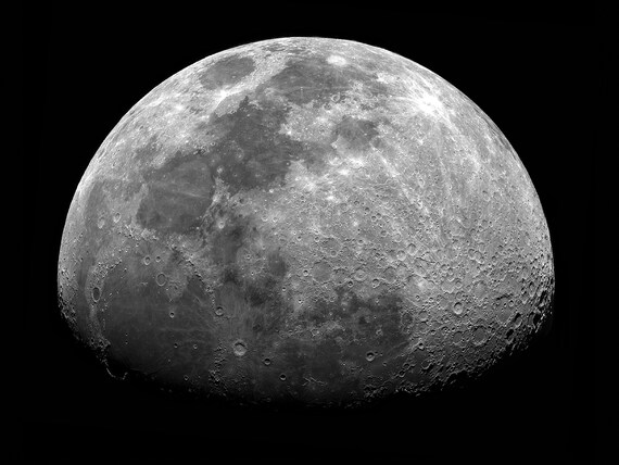 Three Quarter Moon Print | Etsy