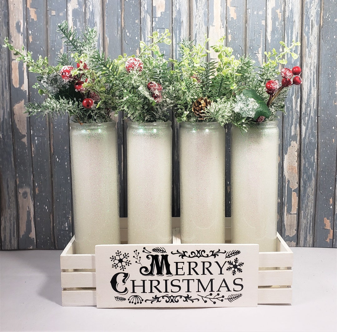White & Glitter Holiday/christmas Center Piece - Etsy