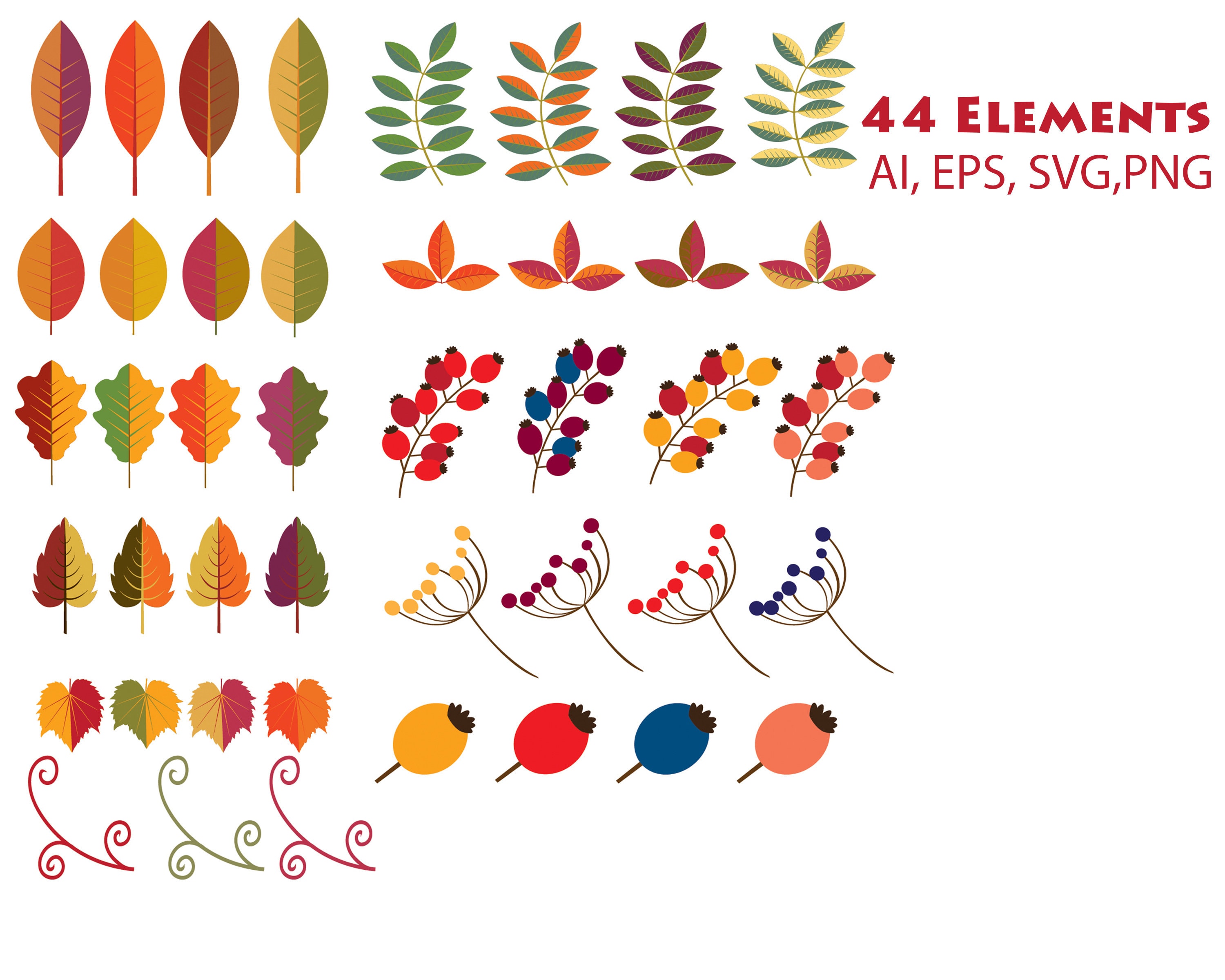 Autumn Leaves CLIPART Fall Leaves Wreaths Leaf PNG Transparent ...