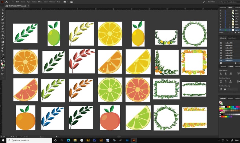 Citrus Fruits Clipart Leaves Wreaths Lemon Lime Orange Grapefruit ...