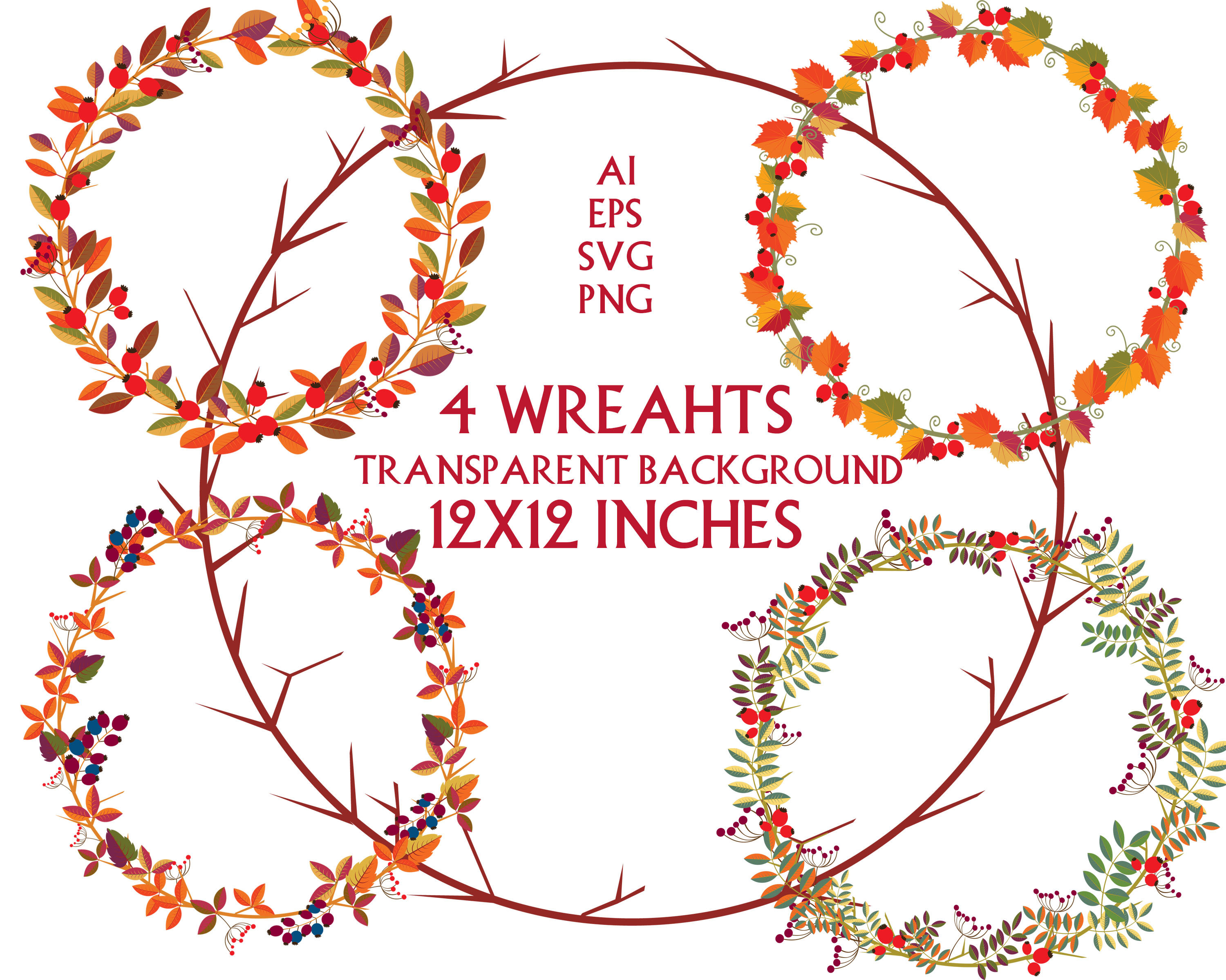Autumn Leaves CLIPART Fall Leaves Wreaths Leaf PNG Transparent ...