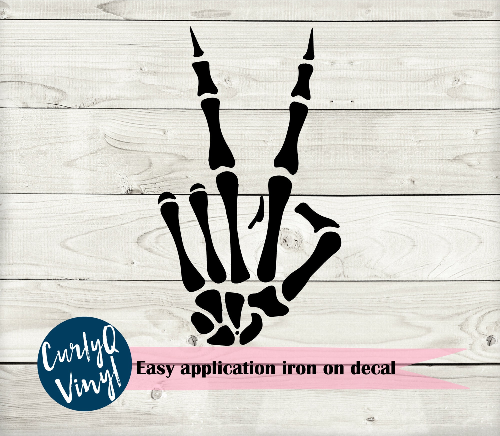 Skeleton Hand, Iron on Decal, Peace Sign, HTV, DIY, Halloween, Costume ...