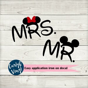 Mr. and Mrs. Disney Decals, Iron on Decals, Matching, Disneyland ...