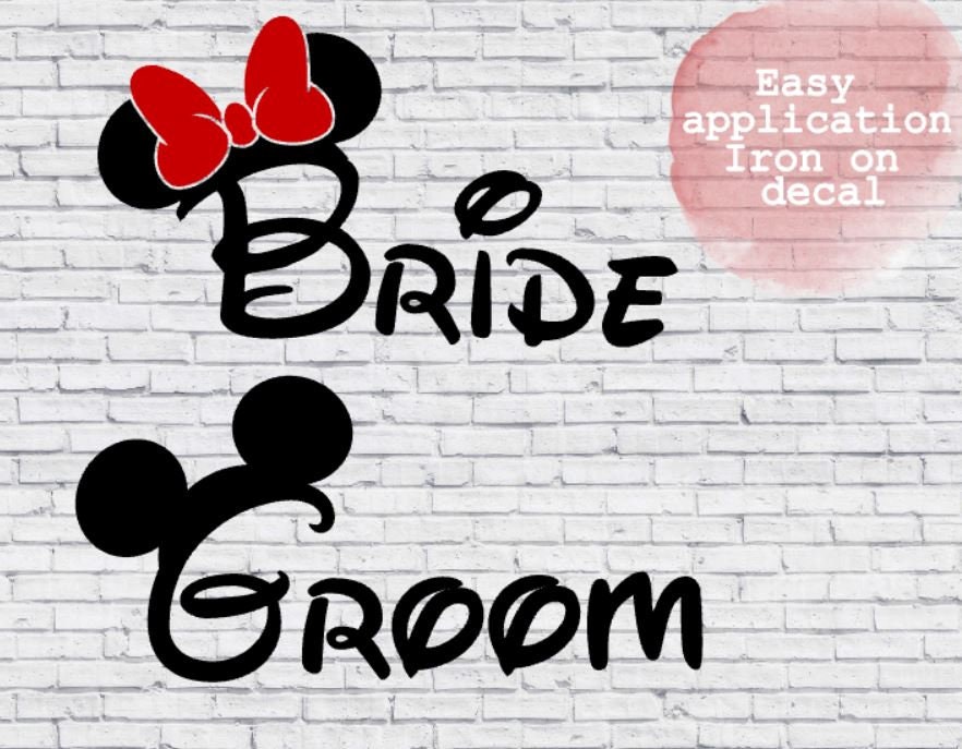 Disney Bride, Groom Shirt Iron on Decal, DIY, Disneyland, Just Married ...