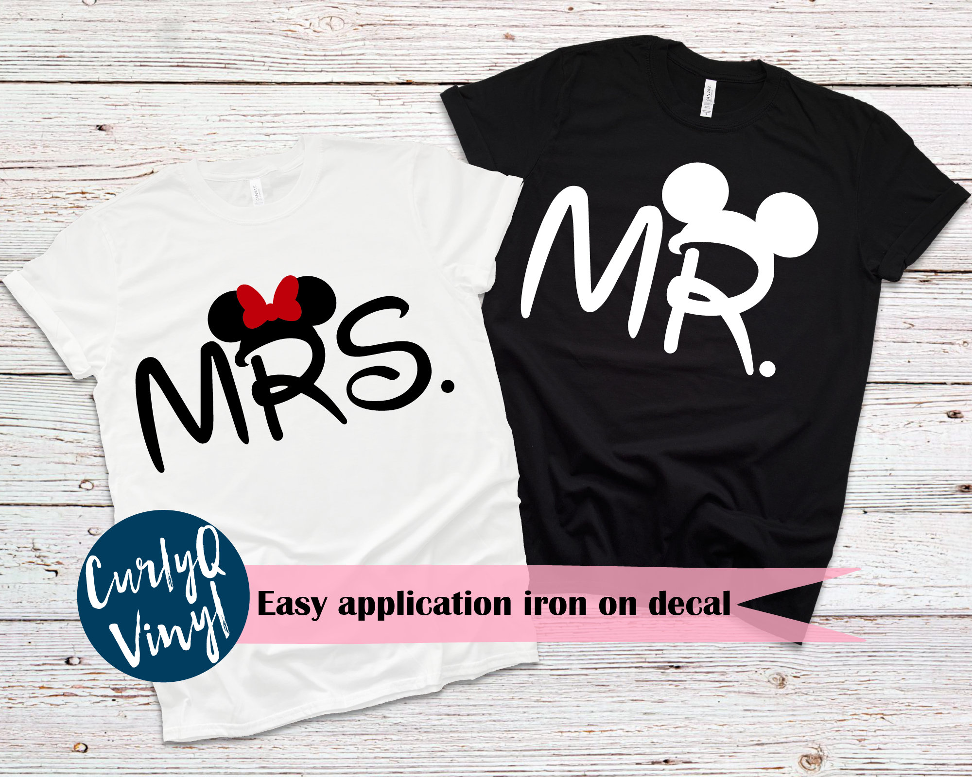 Mr. and Mrs. Disney decals iron on decals matching | Etsy