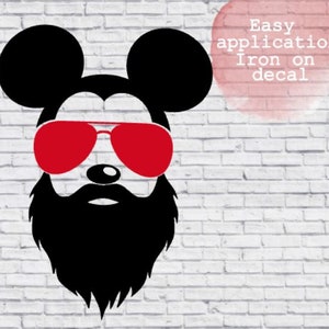 Bearded Mickey Iron on Decal, Heat Transfer, Disneyland, Dad, Boyfriend ...