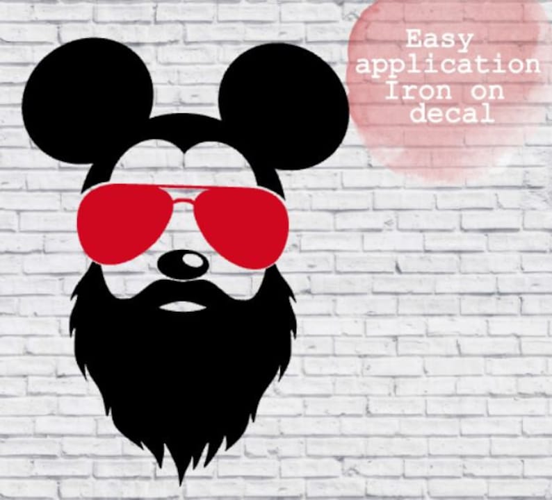 Bearded Mickey Iron on Decal Heat Transfer Disneyland Dad - Etsy