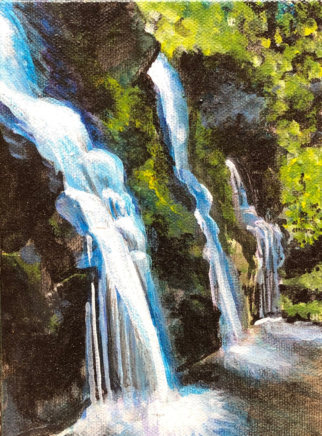 Small, Realistic, Waterfall, Acrylic Painting - Etsy
