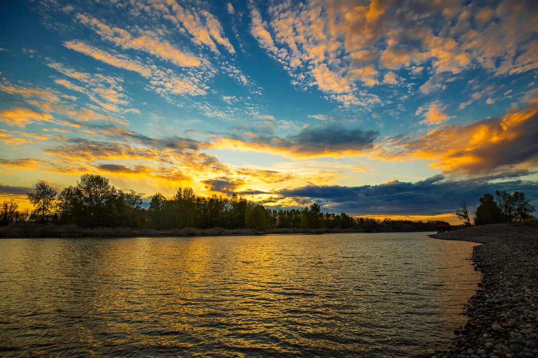 Digital Download Sunset Over Lake River - Etsy