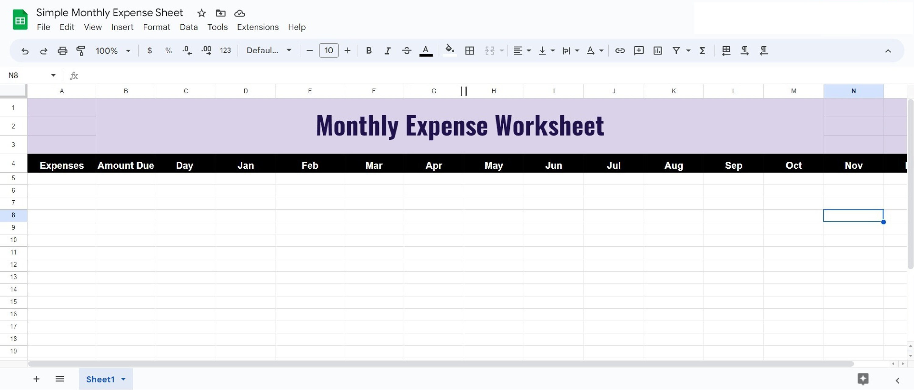 Simple Monthly Expense Worksheet - Etsy