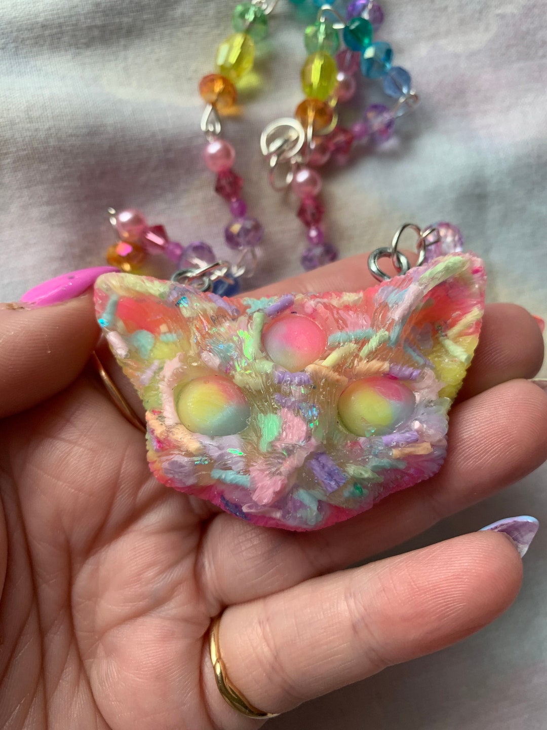 3 Eyed Rainbow Sprinkle Cat - Etsy