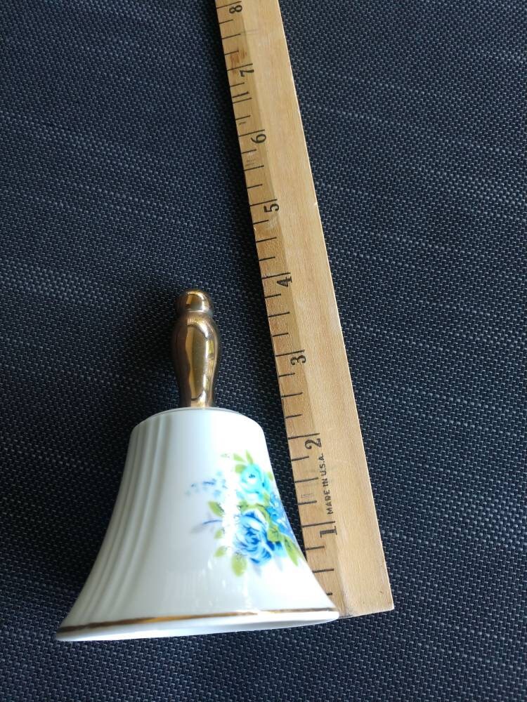 Vintage Enesco Blue Flowers Porcelain Bell - Etsy