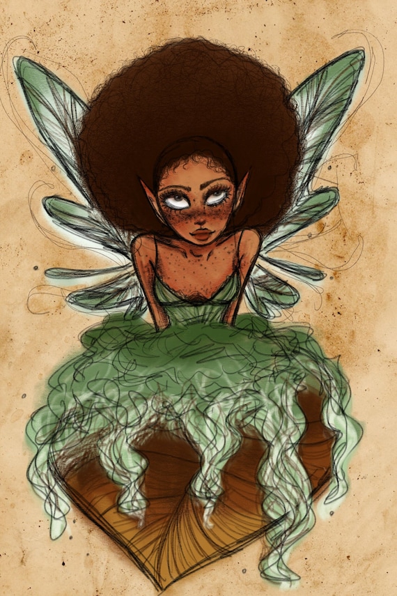 Woodland Fairy Green Brown Nymph Pixie Aesthetic Print - Etsy Finland